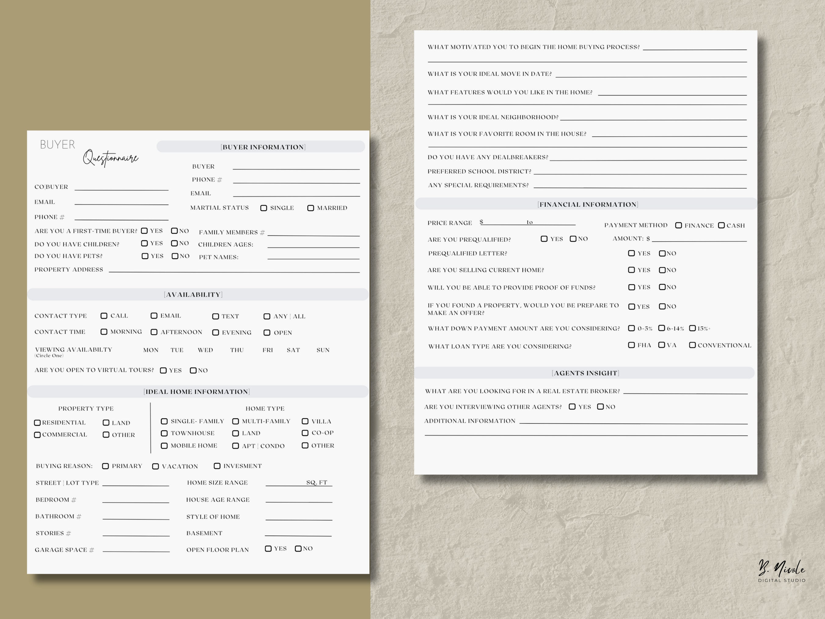 Buyer Questionnaire | Real Estate Seller Intake Form | Seller ...
