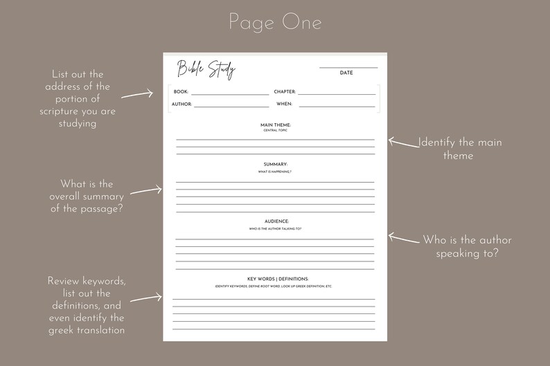 In Depth Bible Study Guide Template | Digital | Printable PDF ...