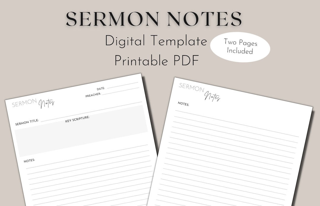Sermon Notes | Digital | Downloadable | Printable | Supernote | Church ...