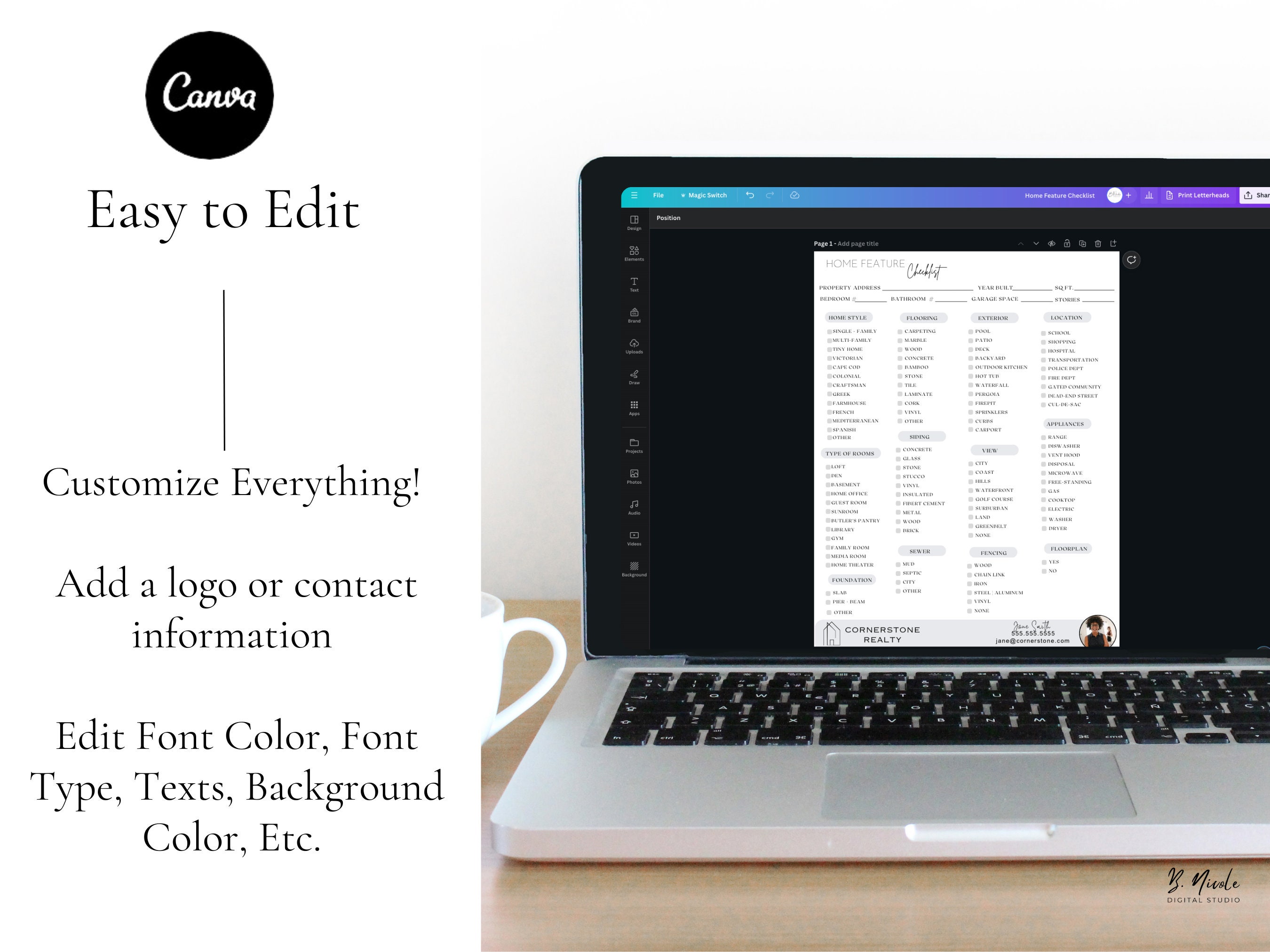 Complete Real Estate Home Feature Checklist | Home Checklist | Real ...
