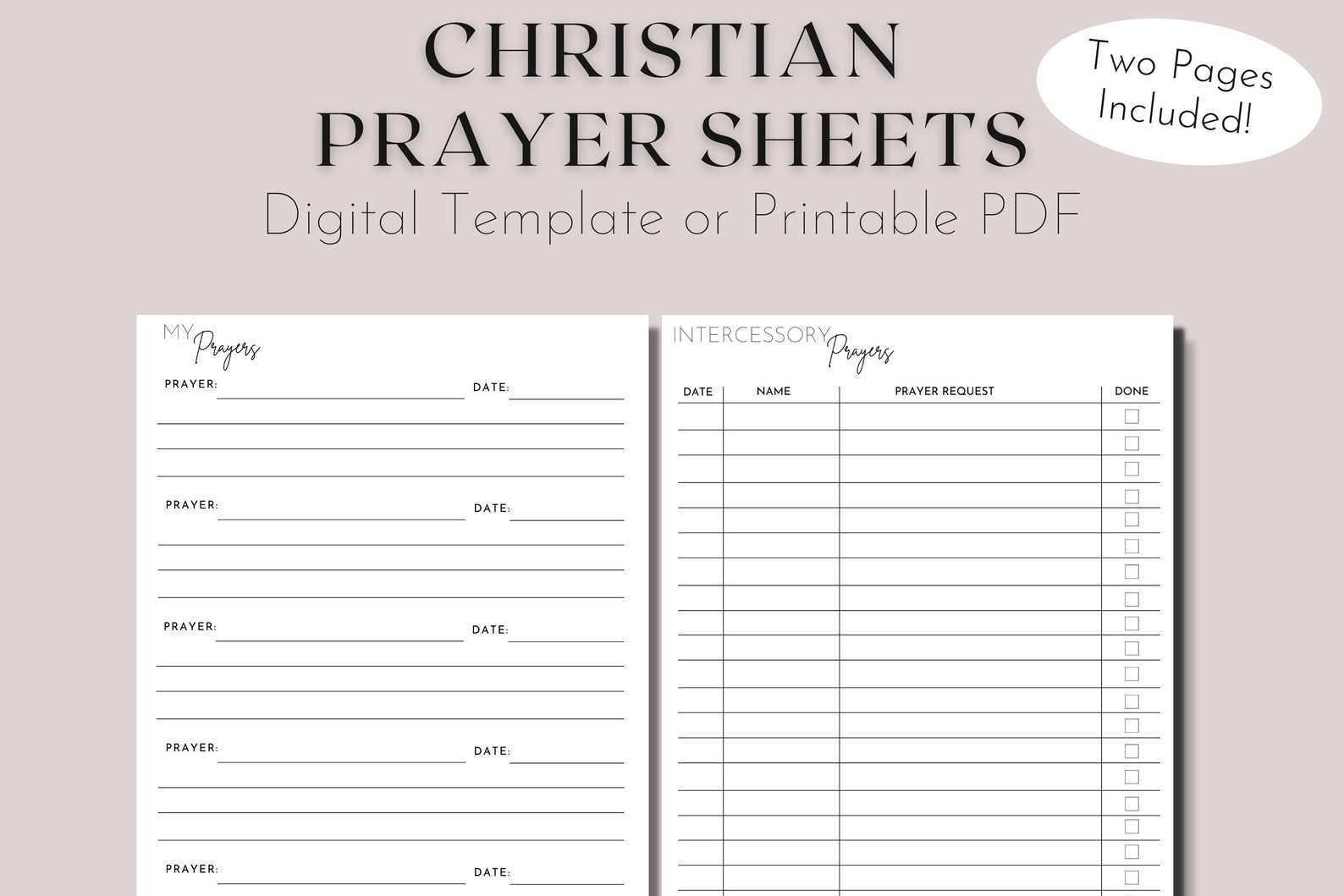 Christian Prayer Worksheets | Prayer Requests | Template | Intercessory ...