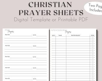 Christian Prayer Worksheets | Prayer Requests | Template | Intercessory ...