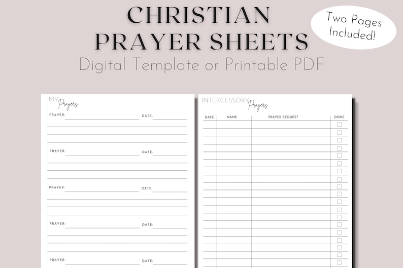 Christian Prayer Worksheets | Prayer Requests | Template | Intercessory ...