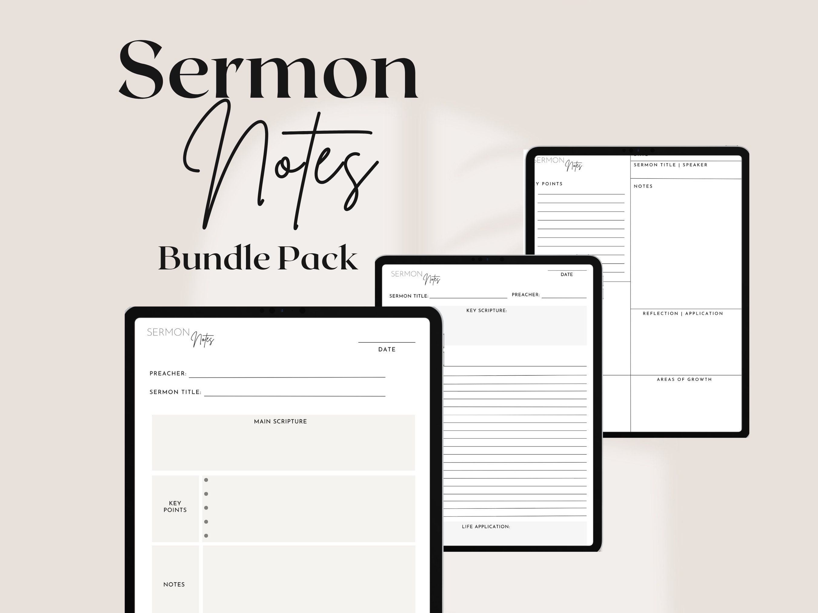 Sermon Notes | Digital | Downloadable | Printable | Supernote | Church ...