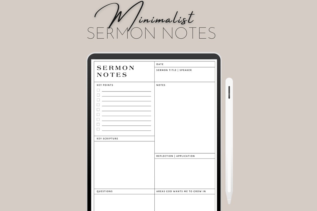 Sermon Notes | Digital | Downloadable | Printable - Etsy