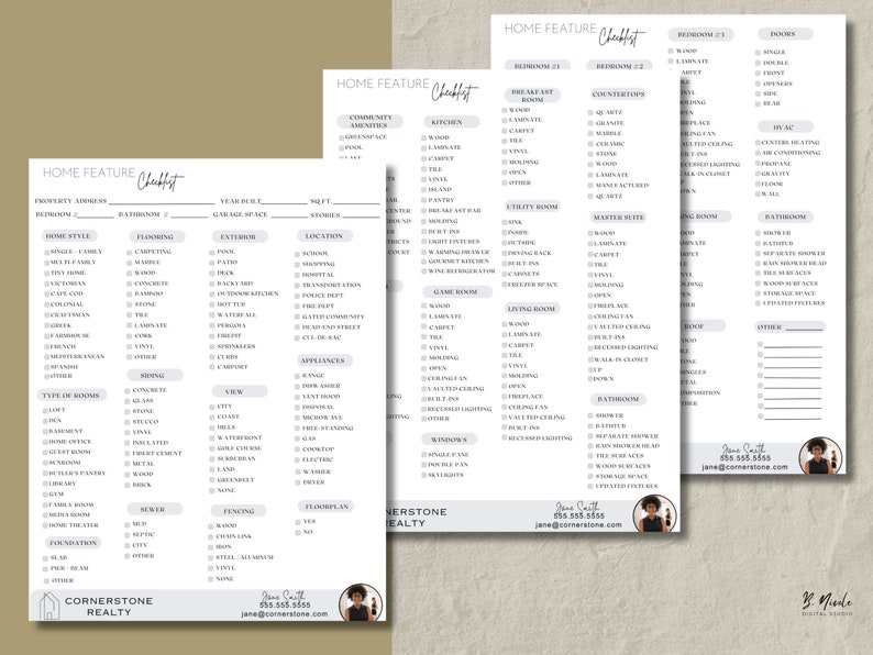 Complete Real Estate Home Feature Checklist | Home Checklist | Real ...