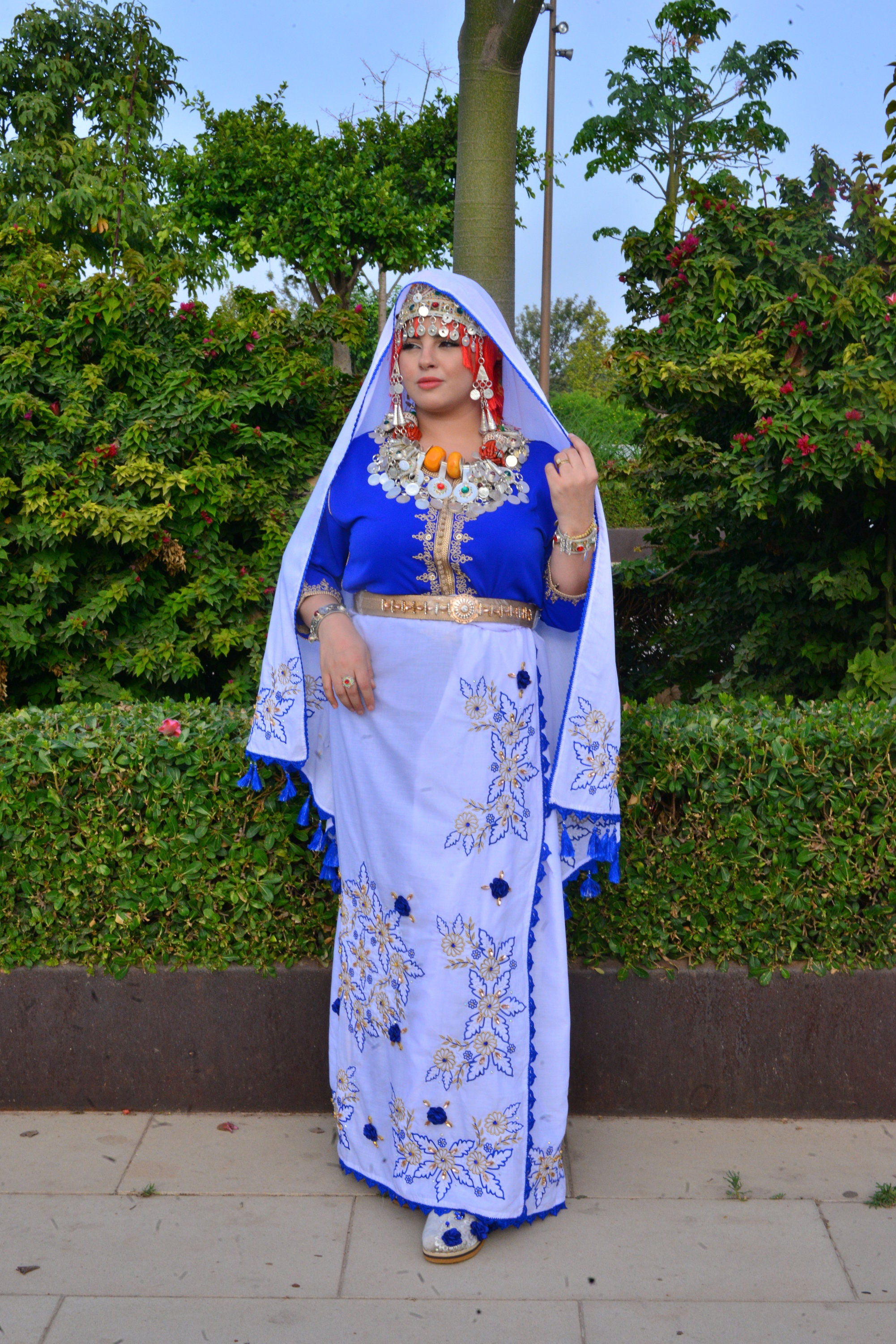 Blue Moroccan Kaftan || Berber Traditional Dress || Wedding Outfit for ...
