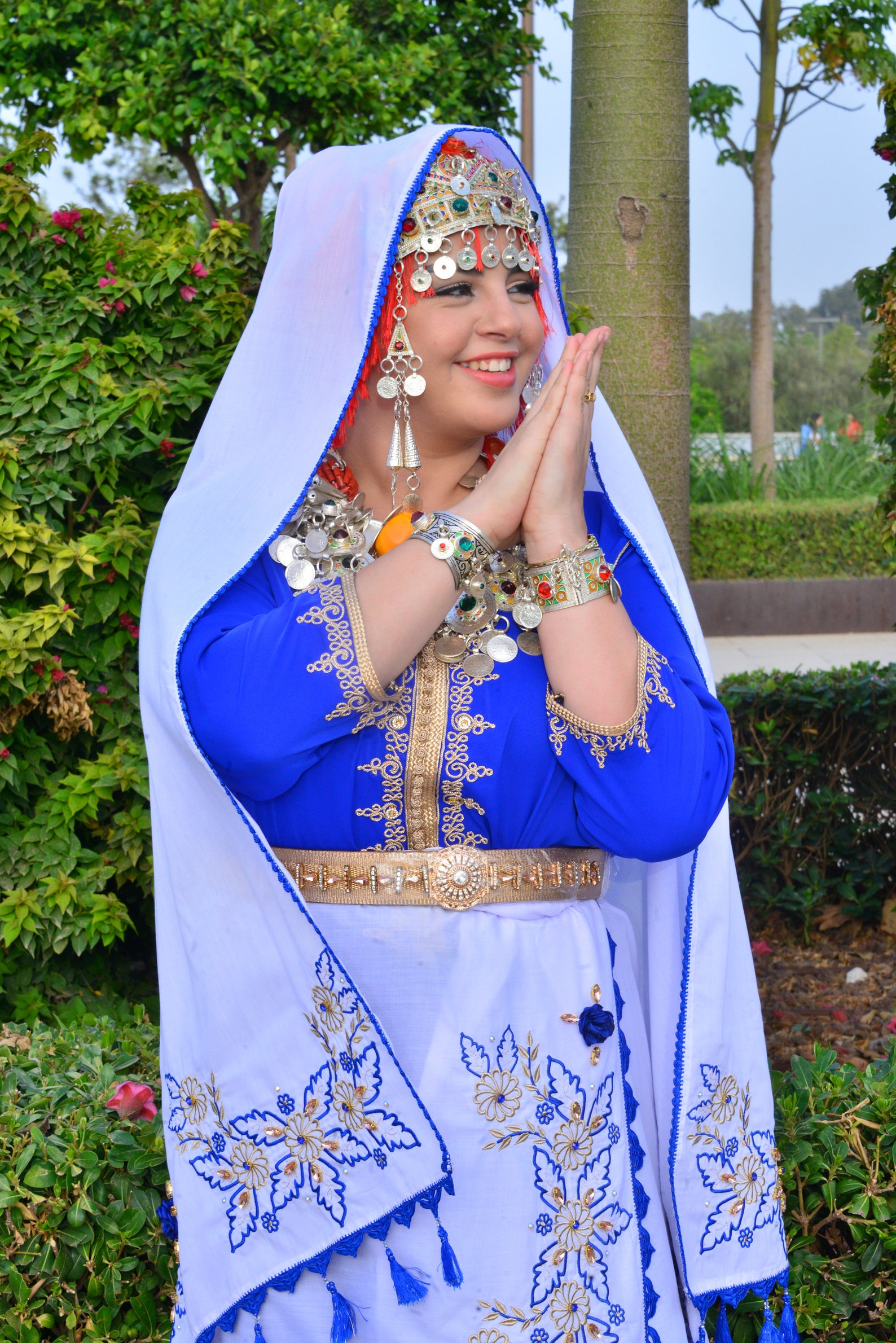 Blue Moroccan Kaftan Berber Traditional Dress Wedding Outfit for Women ...