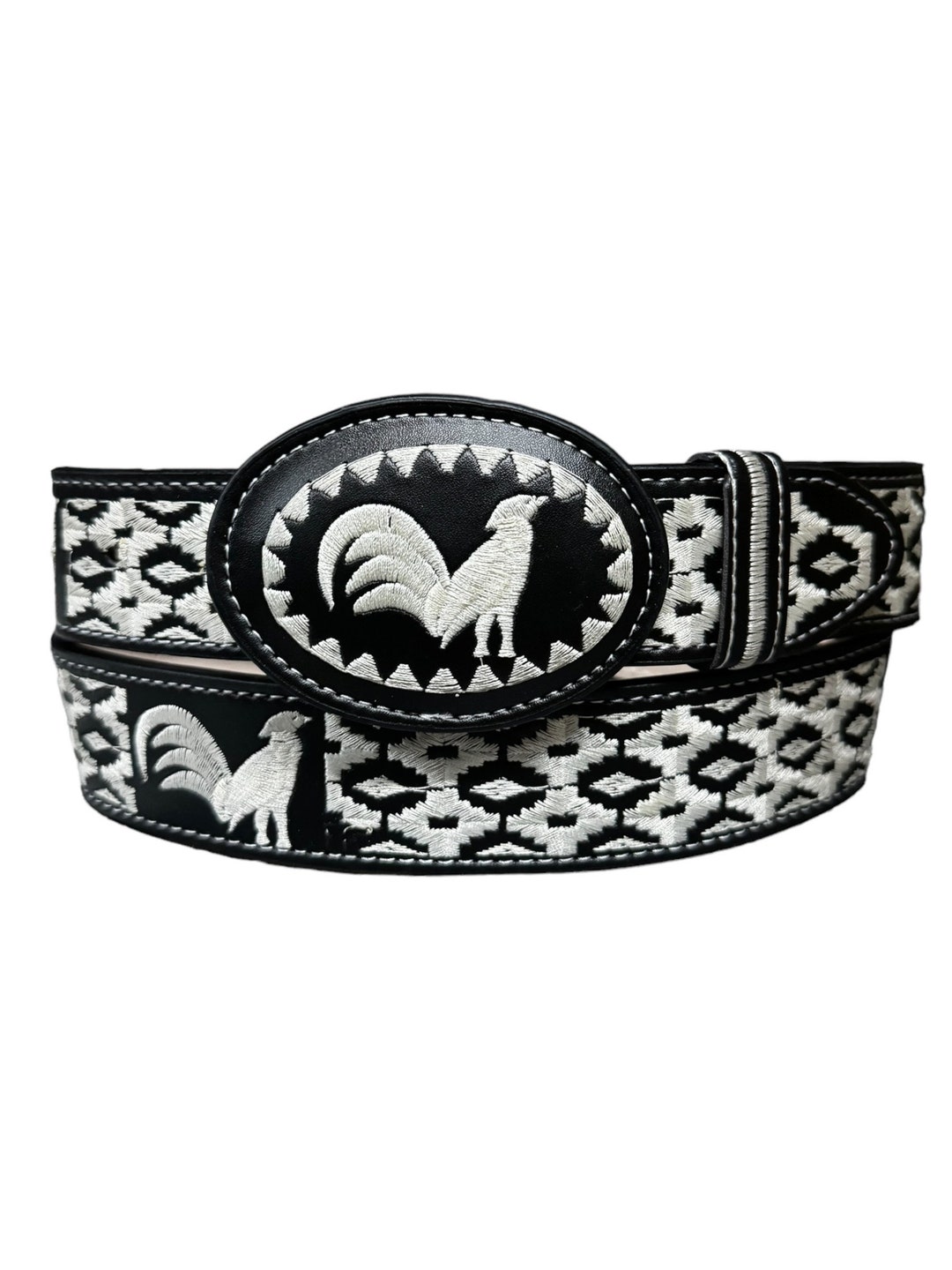Cinto Charro Bordado Vaquero Gallo Western Style Embroidered Belt With ...