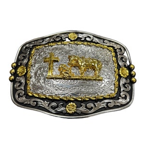 Christian Cowboy Praying Rodeo Western Cowboy Belt Buckle Hebilla ...