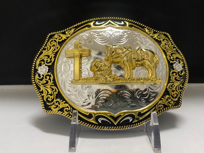 Christian Cowboy Praying Rodeo Western Cowboy Belt Buckle Hebilla ...