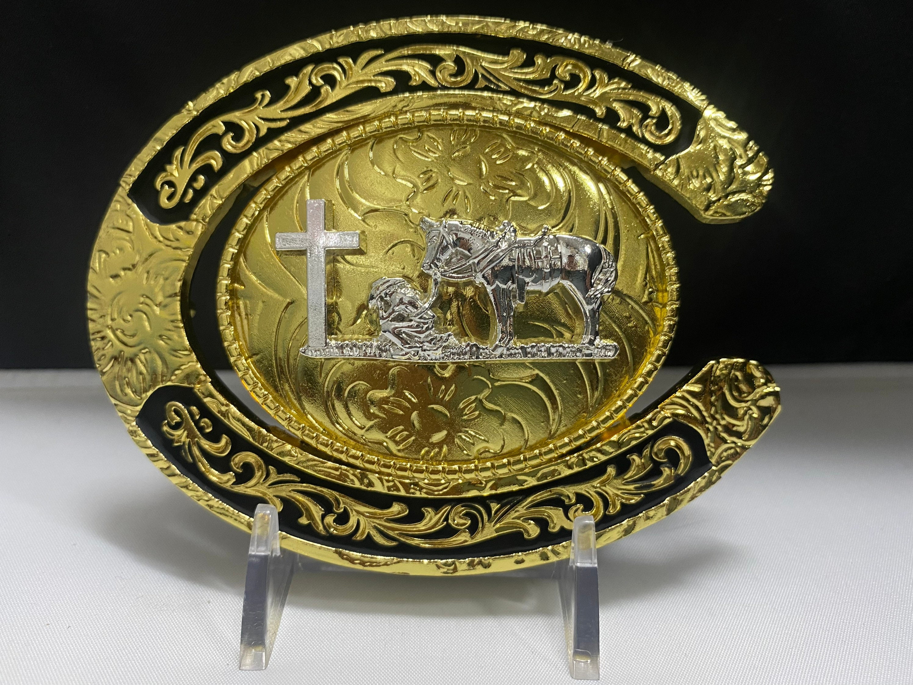 Christian Cowboy Praying Rodeo Western Cowboy Belt Buckle Hebilla ...