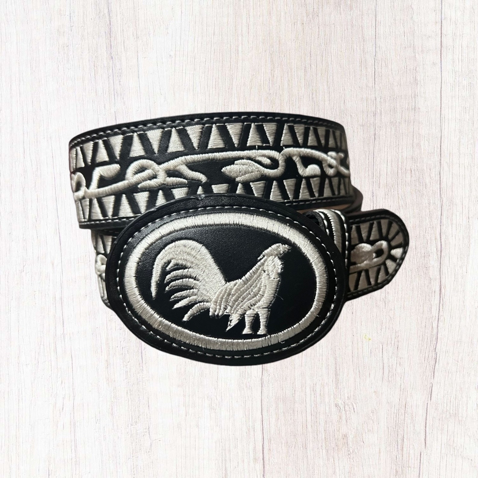 Cinto Charro Bordado Vaquero Gallo Western Style Embroidered Belt With ...