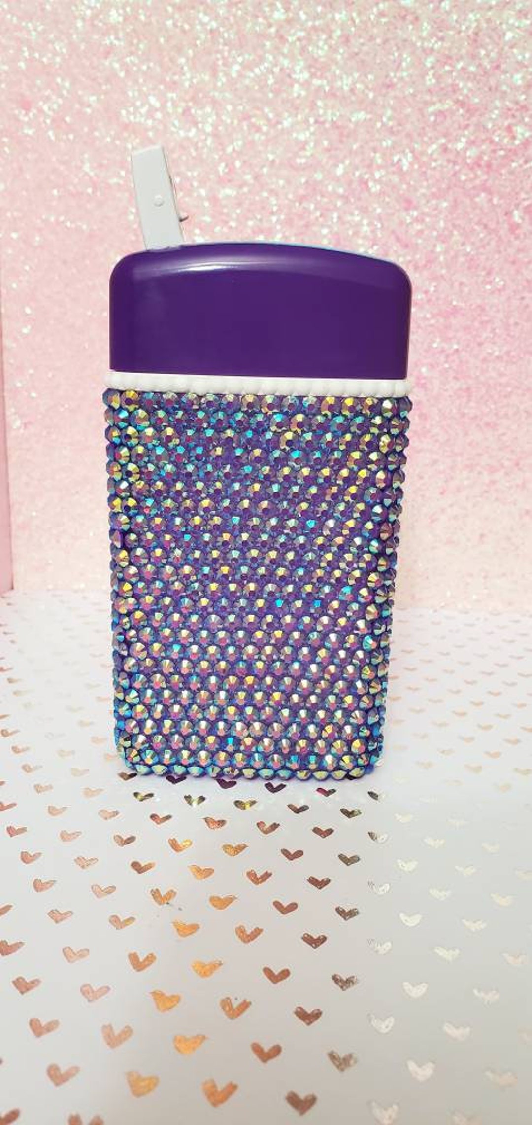 Purple Rhinestone Reusable Juice Box | Purple Bling Water Bottle ...