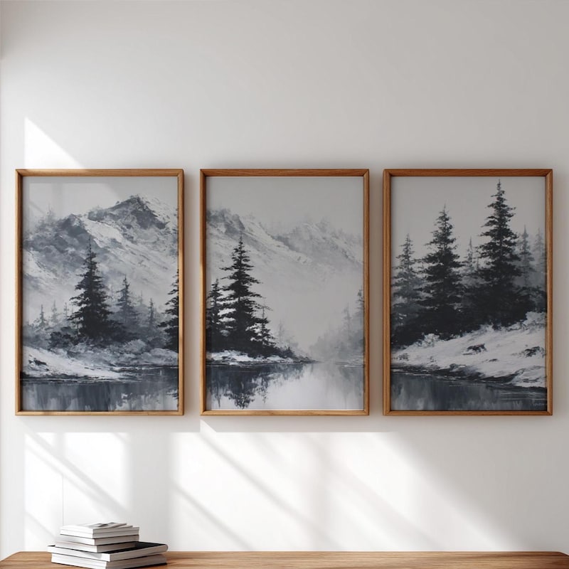 Moody Landscape Triptych - Etsy