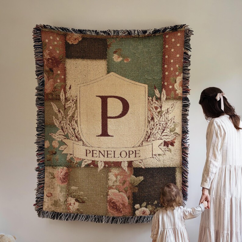 Custom Baby Name Woven Blanket - Name Initials Throw Blanket ...