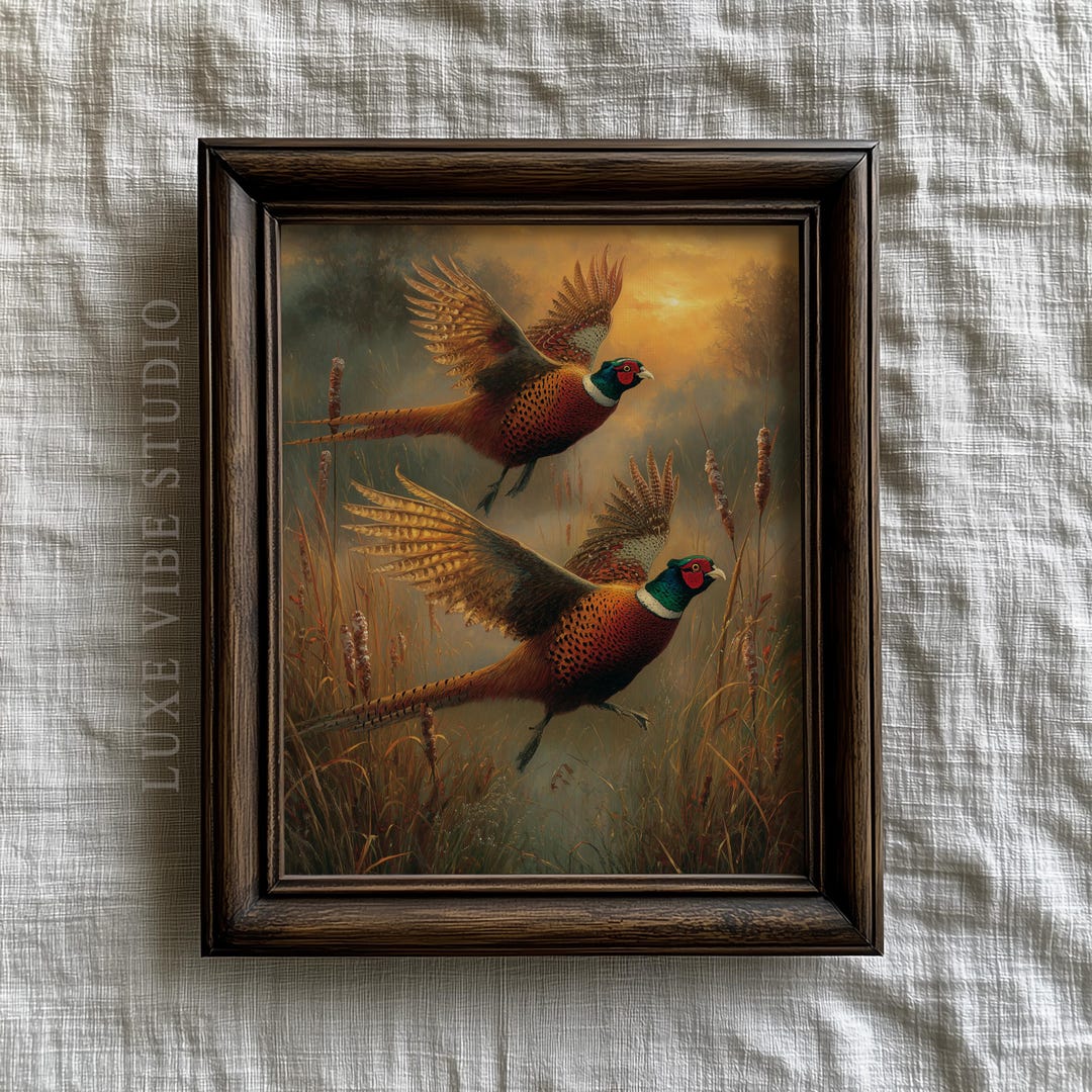 Rustic Pheasants in Flight - Vintage Autumn Wildlife Art, French ...