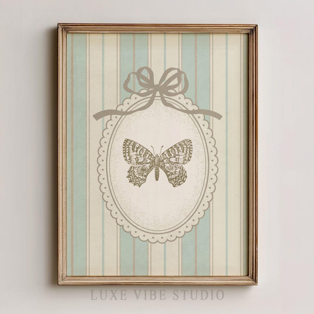 Cottagecore Printable Butterfly Art - Vintage Engraving Style, Delicate ...