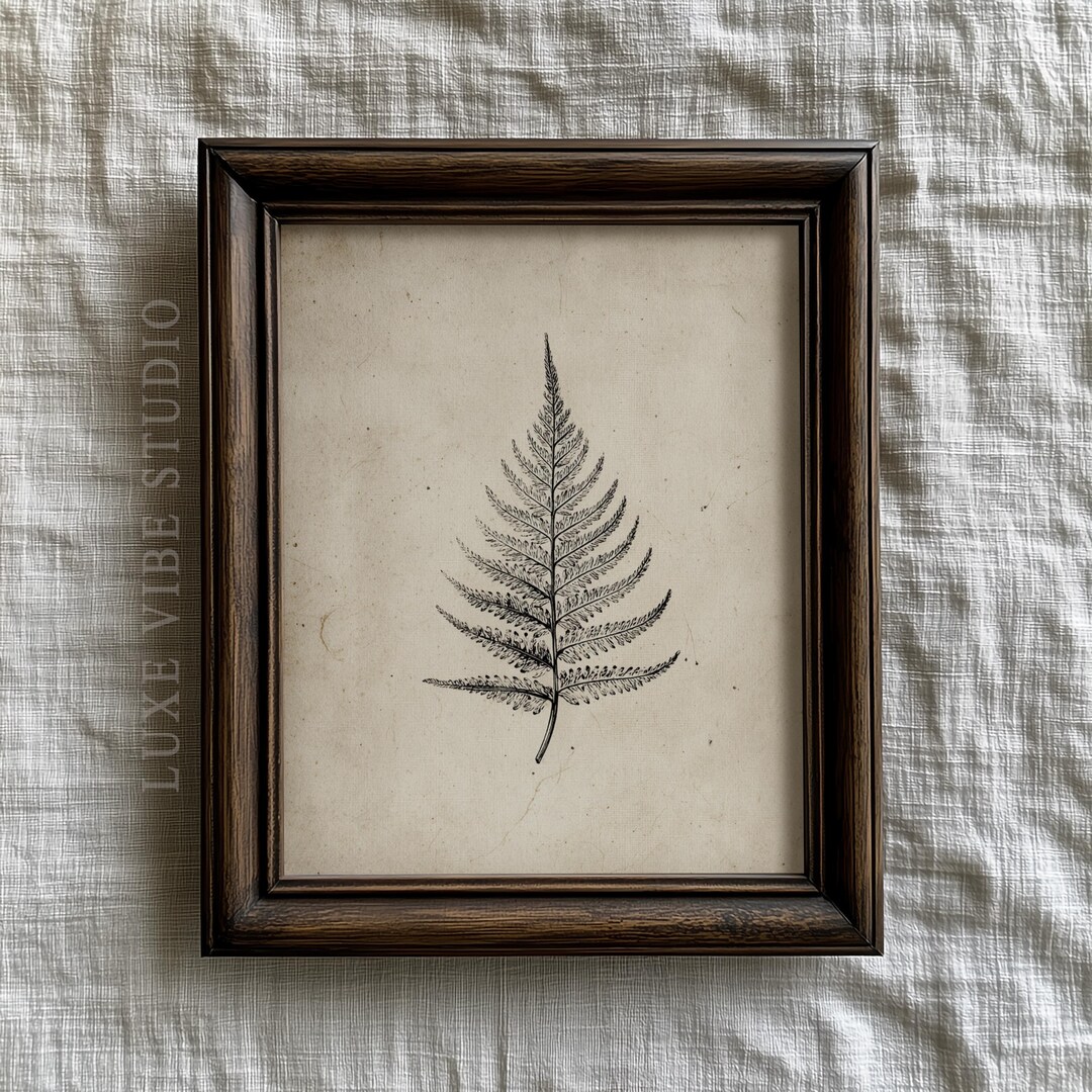 Vintage Printable Fern Sketch - Minimalist Botanical Art, Rustic French ...
