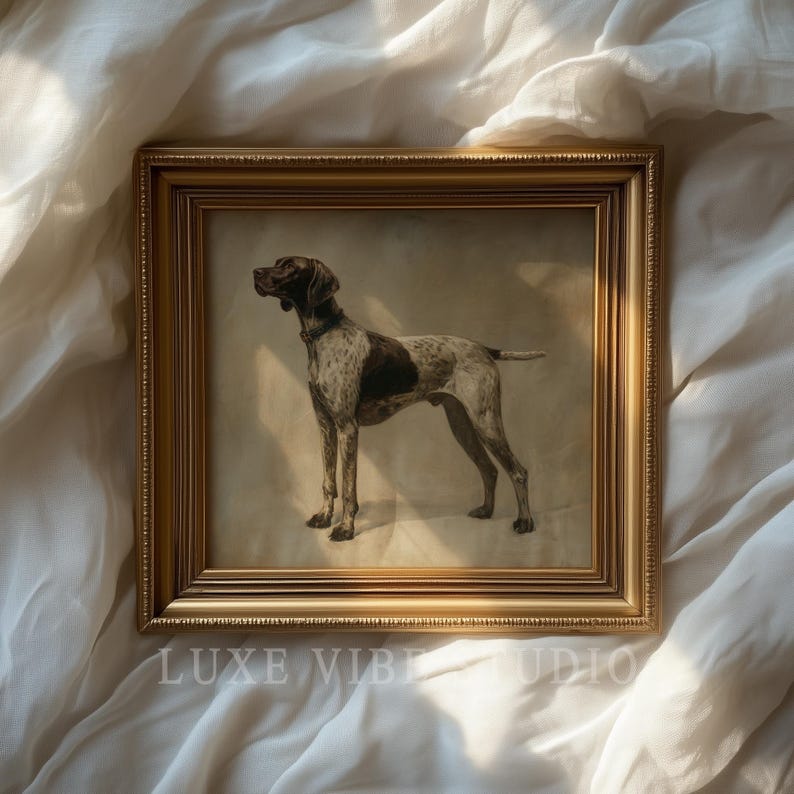 Vintage Pointer Dog Printable Art - Rustic Equestrian Wall Decor ...