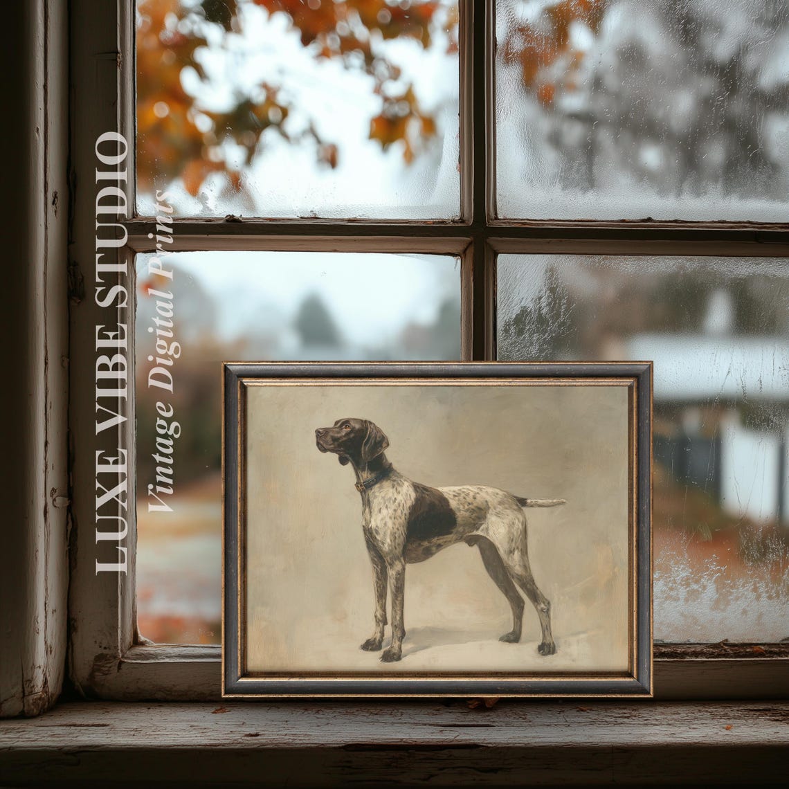 Vintage Pointer Dog Printable Art - Rustic Equestrian Wall Decor ...