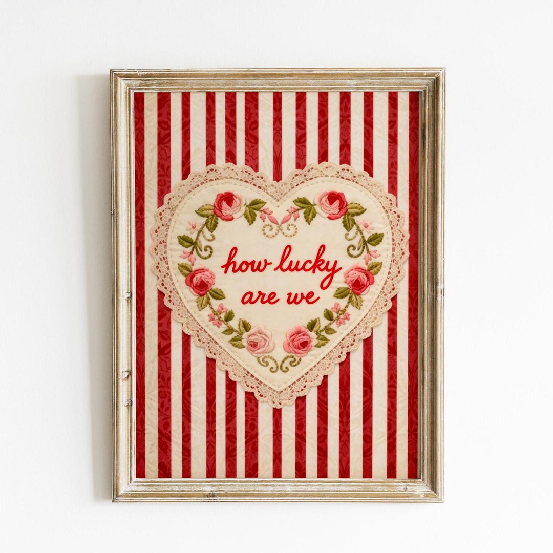 Cottagecore Valentine Printable Art - Romantic Embroidery-inspired ...