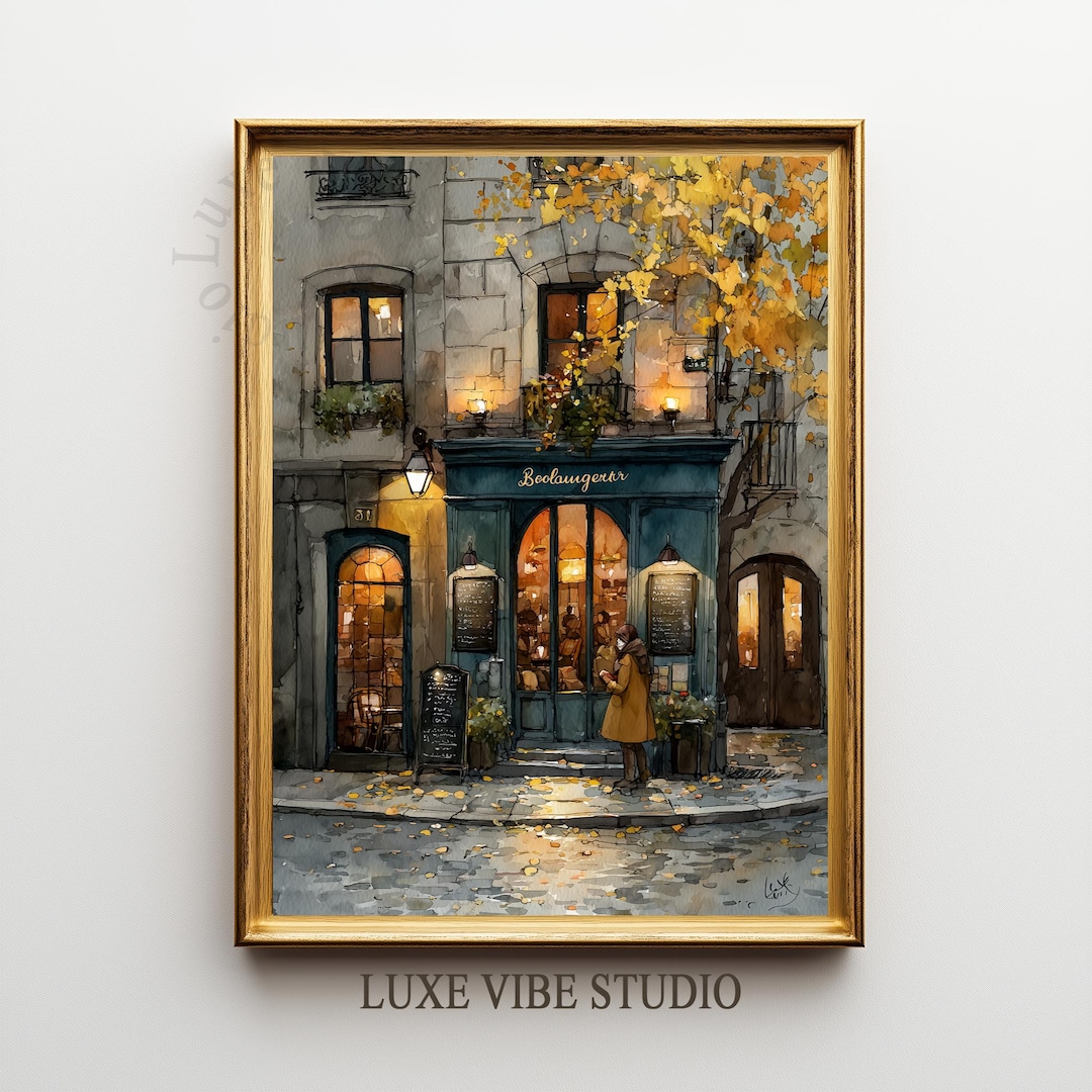 Romantic Paris Patisserie Storefront - Moody Vintage Street Scene With ...