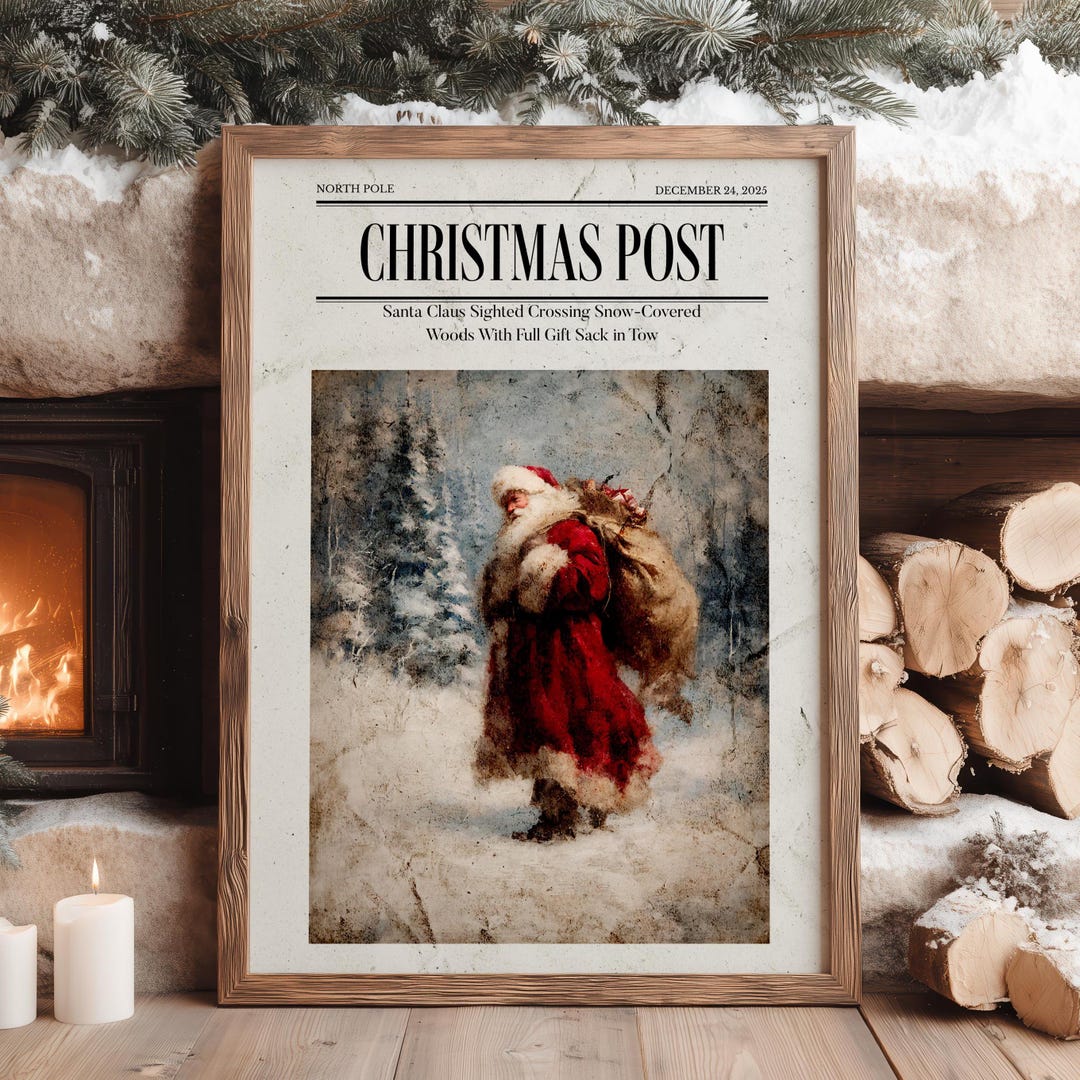 Vintage Santa Claus With Presents - Cozy Holiday Wall Art, Printable ...