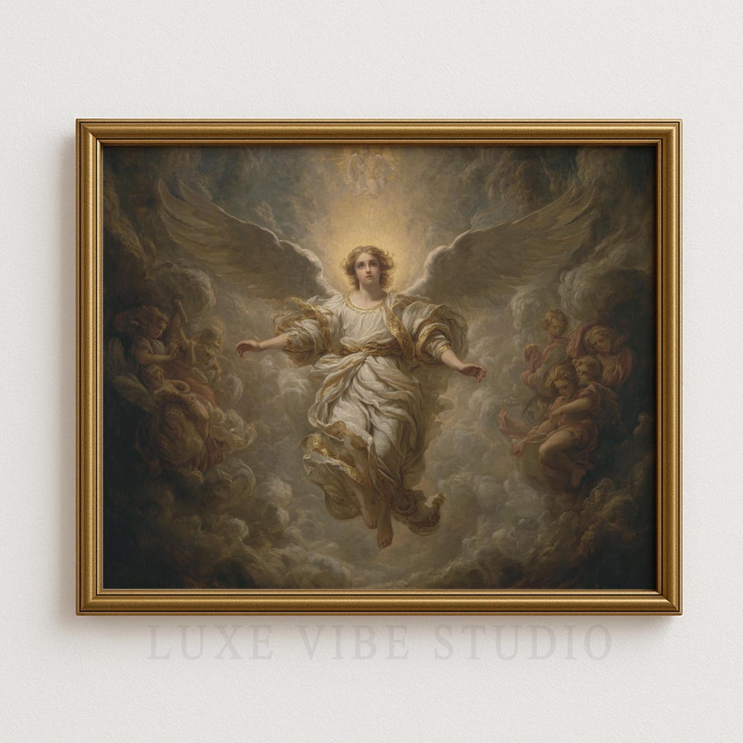 Moody Baroque Guardian Angel Painting - Classic Vintage Spiritual Art ...
