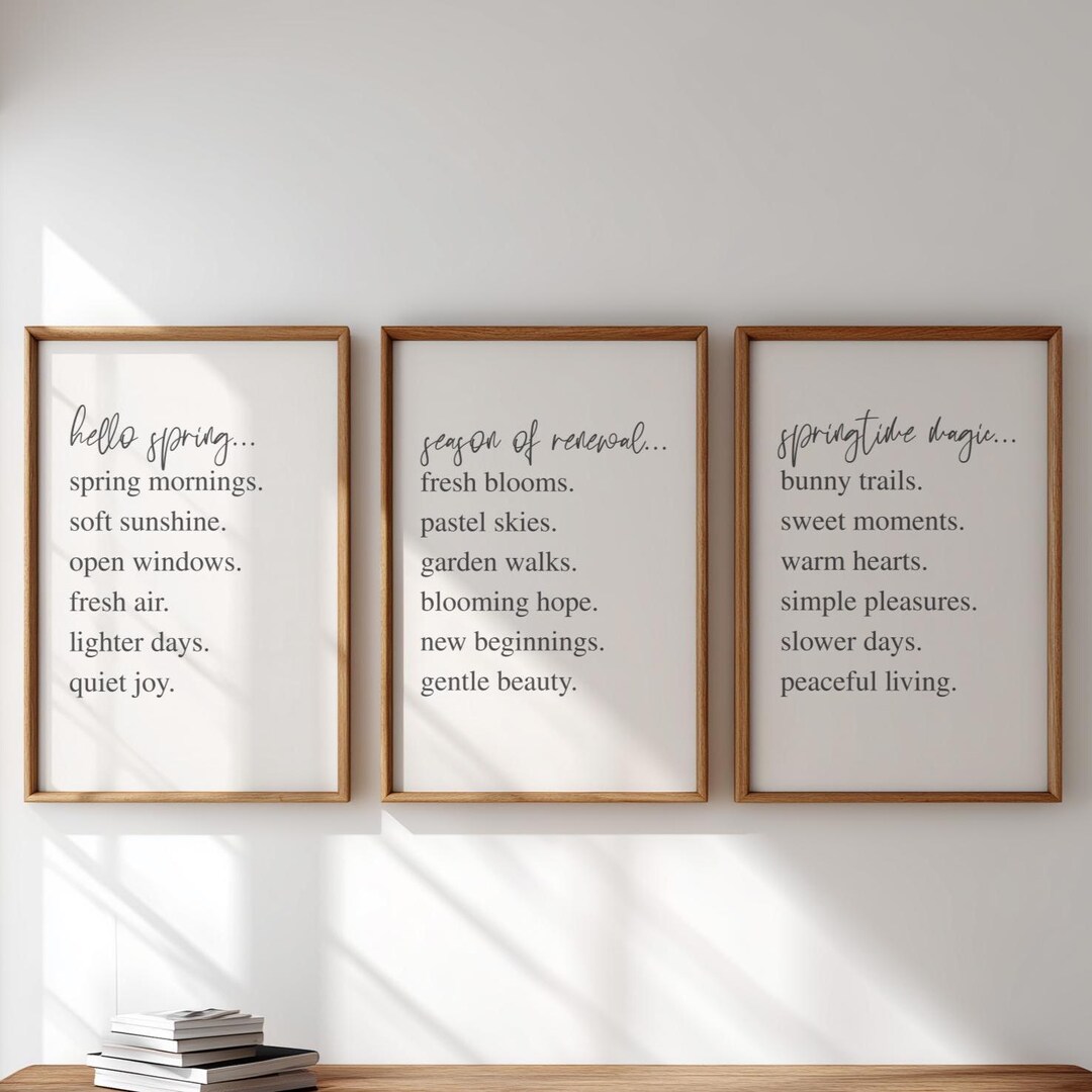 Spring Decor Triptych Set, Printable Gallery Wall Art, Neutral ...