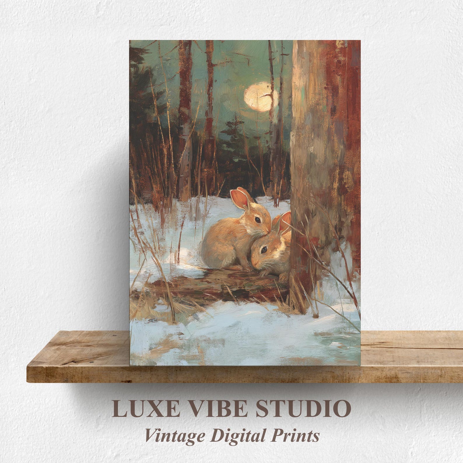 Rustic Winter Cottagecore Printable Art With Cozy Rabbits - Antique ...
