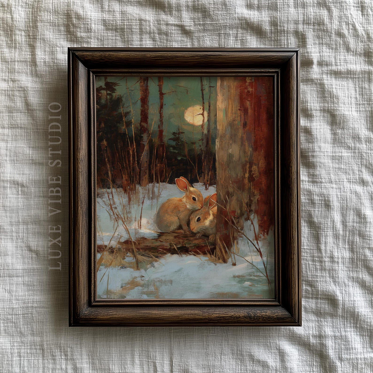 Rustic Winter Cottagecore Printable Art With Cozy Rabbits - Antique ...
