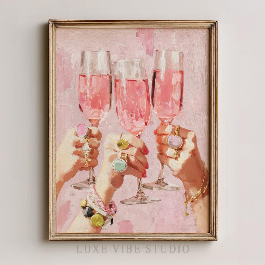 Chic Celebration Champagne Toast Art, Feminine Glam Glamorous Event ...