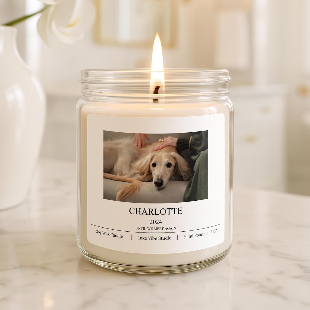 Custom Photo Pet Memorial Candle, Pet Remembrance Gift, Dog Sympathy ...