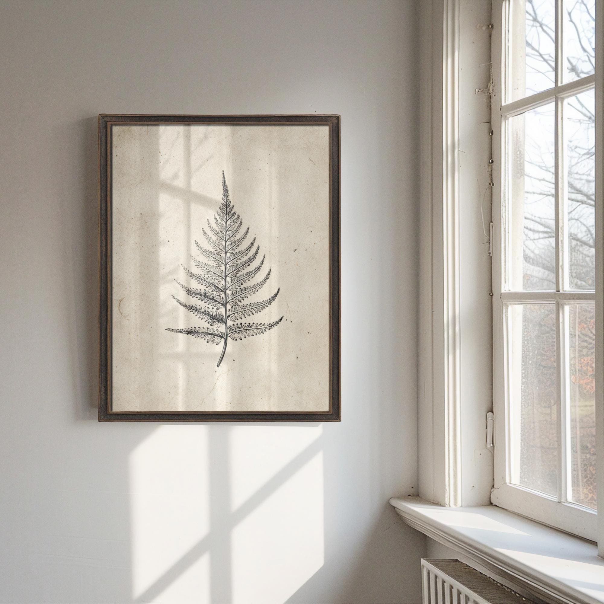 Vintage Printable Fern Sketch - Minimalist Botanical Art, Rustic French ...