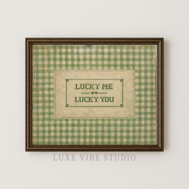 Vintage-inspired St. Patrick’s Day Cross-stitch Print - Lucky Me Lucky ...