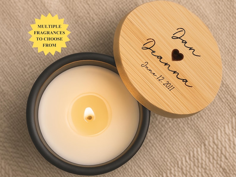 Personalized Engraved Soy Candle, 14oz Glass Candle, Couple Names ...