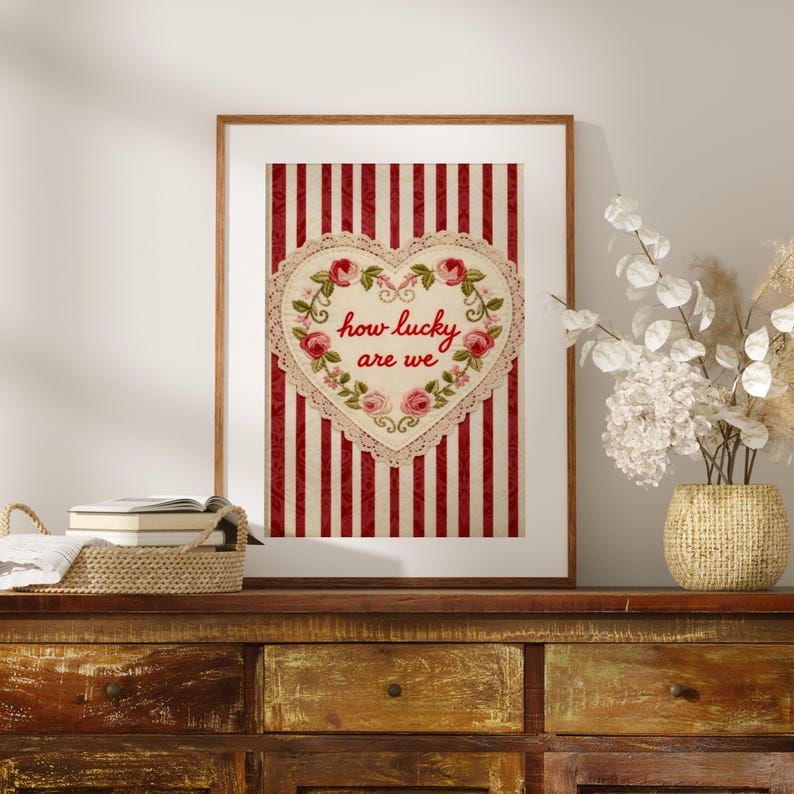 Cottagecore Valentine Printable Art - Romantic Embroidery-inspired ...
