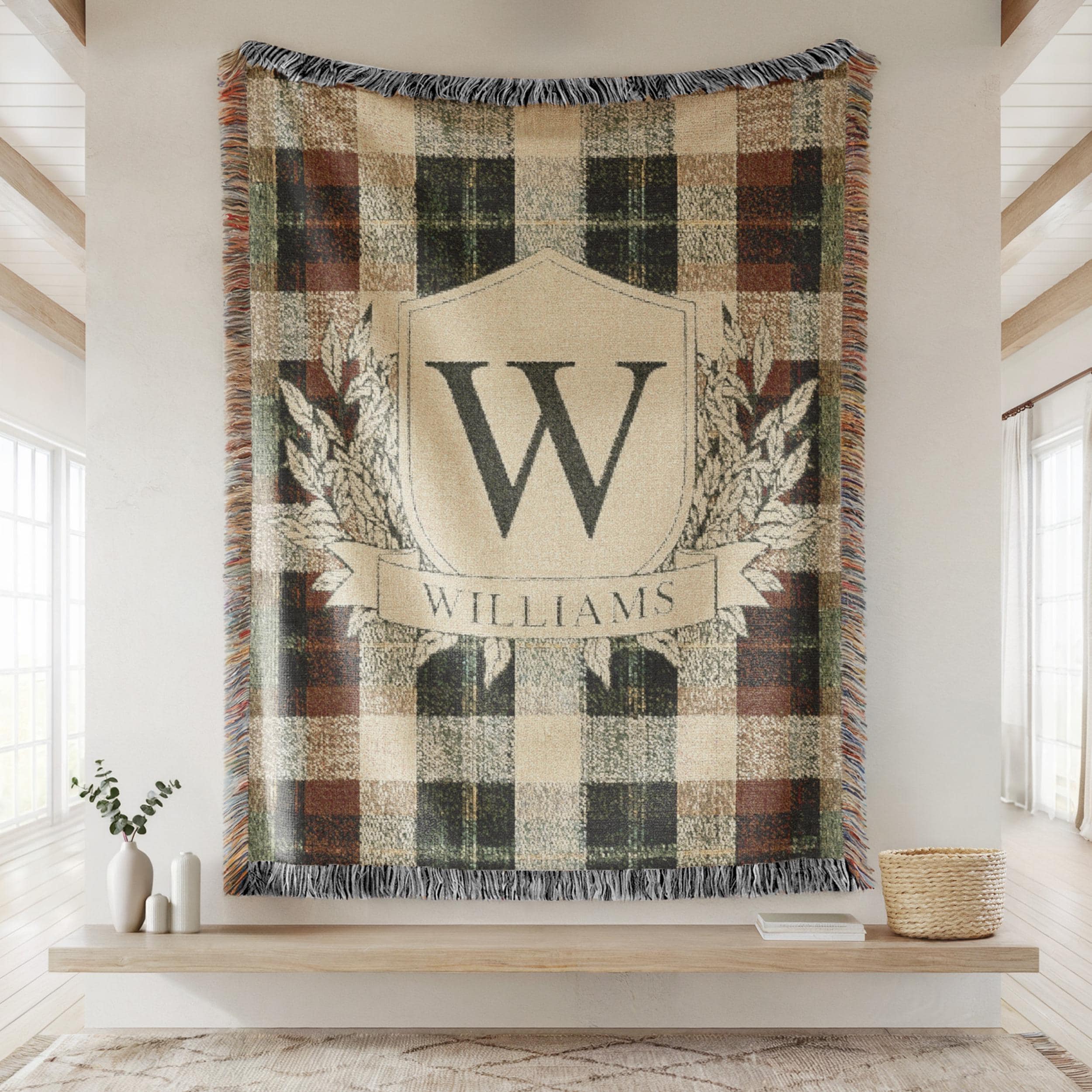 Custom Family Name Woven Blanket, Last Name Initials Throw Blanket ...