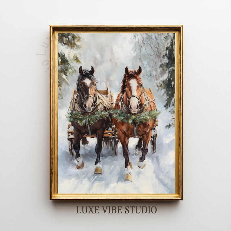 Horse Drawn Sleigh Scene - Etsy