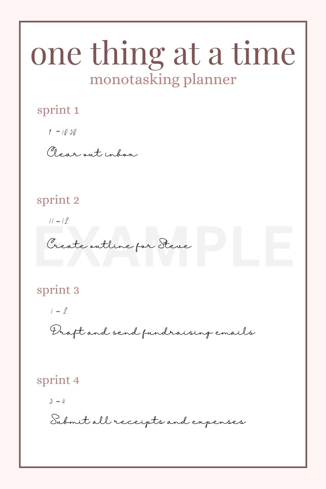 Monotasking Printable Planner - Etsy