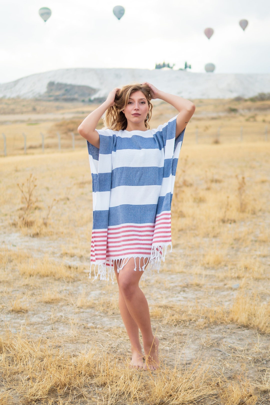 Handmade Cotton Poncho, Beach Poncho Changing Robe, Hooded Towel ...