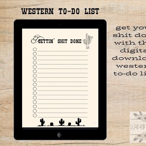 Western to Do List - Etsy