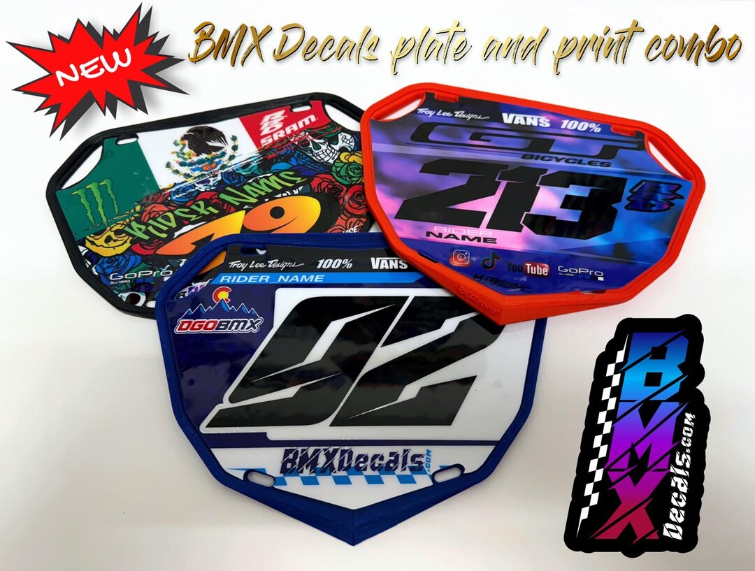 Custom BMX Number Plate & Sticker Combo - Etsy