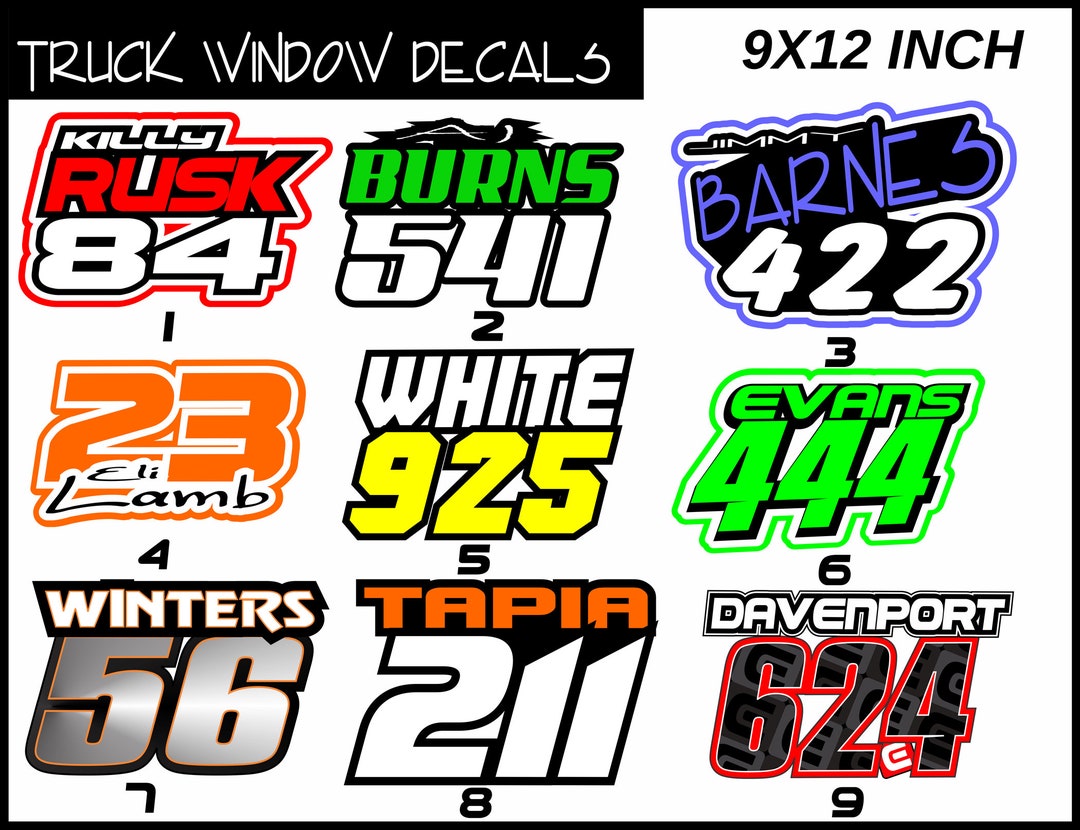 Personalized Truck Window Decals, Custom Name Number Decal Motocross ...