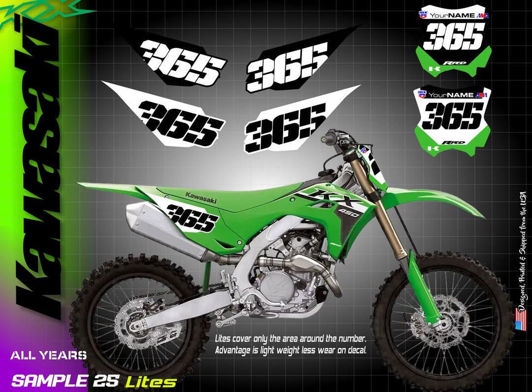 Kawasaki KXF 250 450 Number Plate Sticker Lites Kit - Etsy