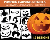 12 Kid Friendly Printable Halloween Pumpkin Carving Stencils - Etsy