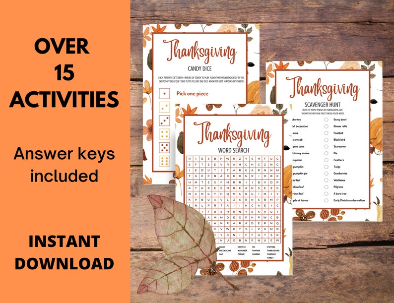 Thanksgiving Games Bundle, 15 Printable Thanksgiving Party Games ...