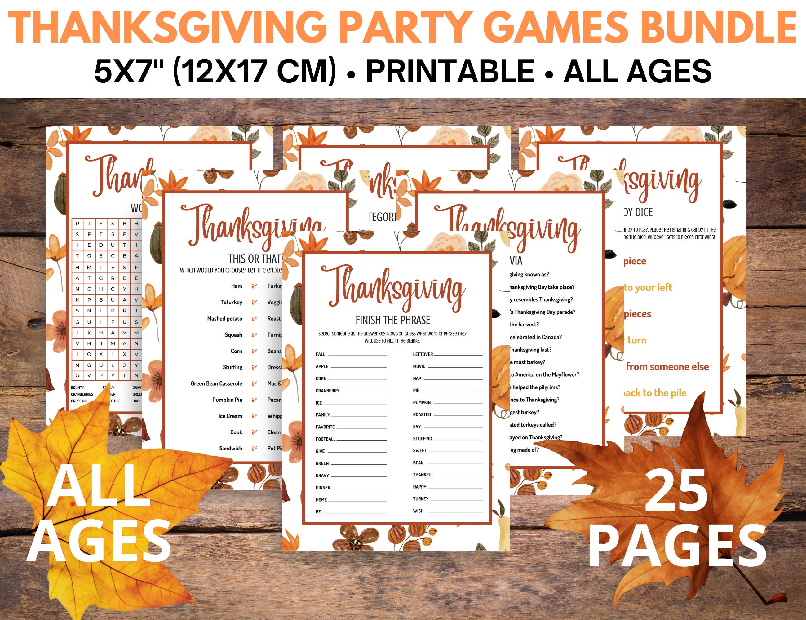 Thanksgiving Games Bundle, 15 Printable Thanksgiving Party Games ...