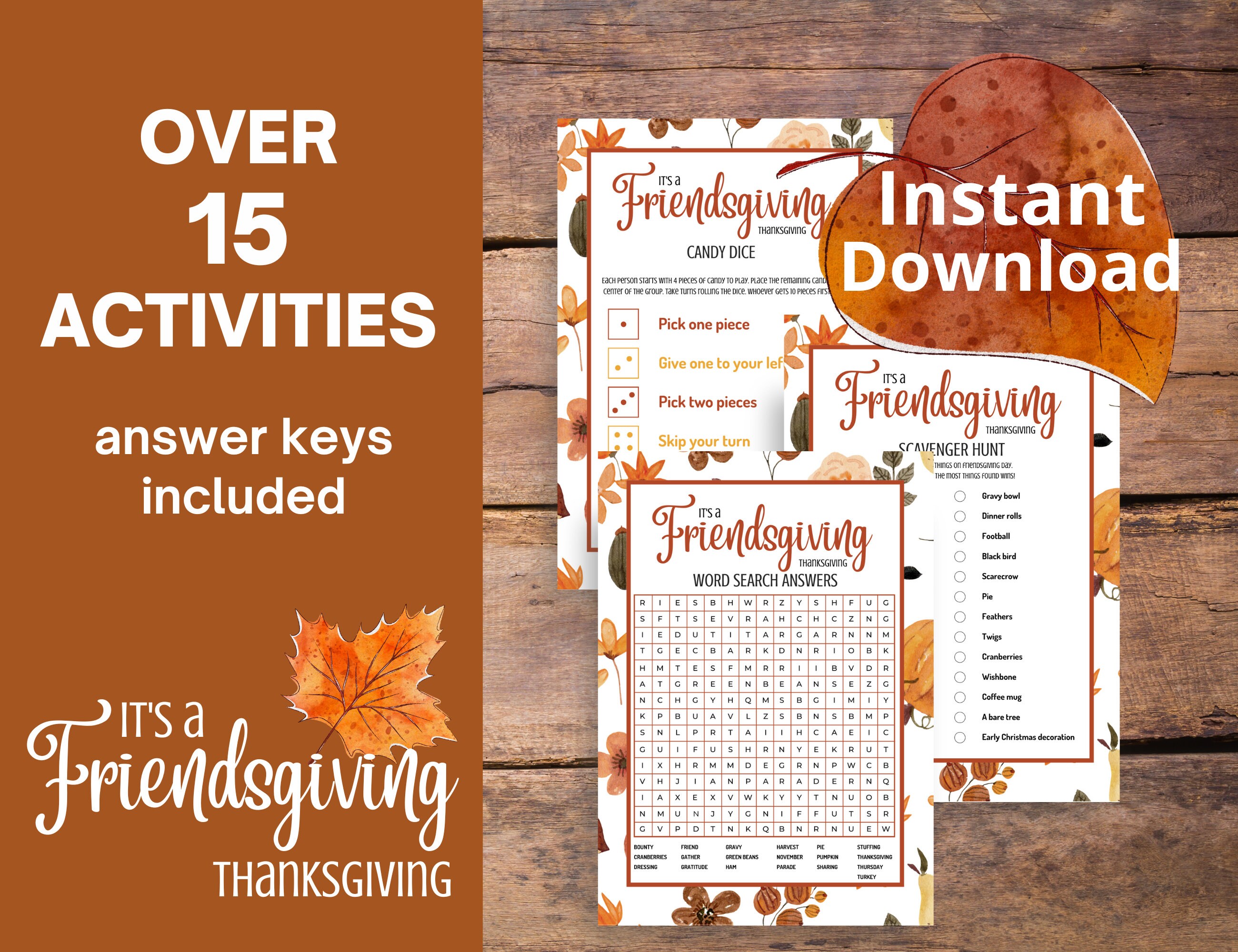 Friendsgiving Games Bundle, 15 Printable Friendsgiving Party Games ...